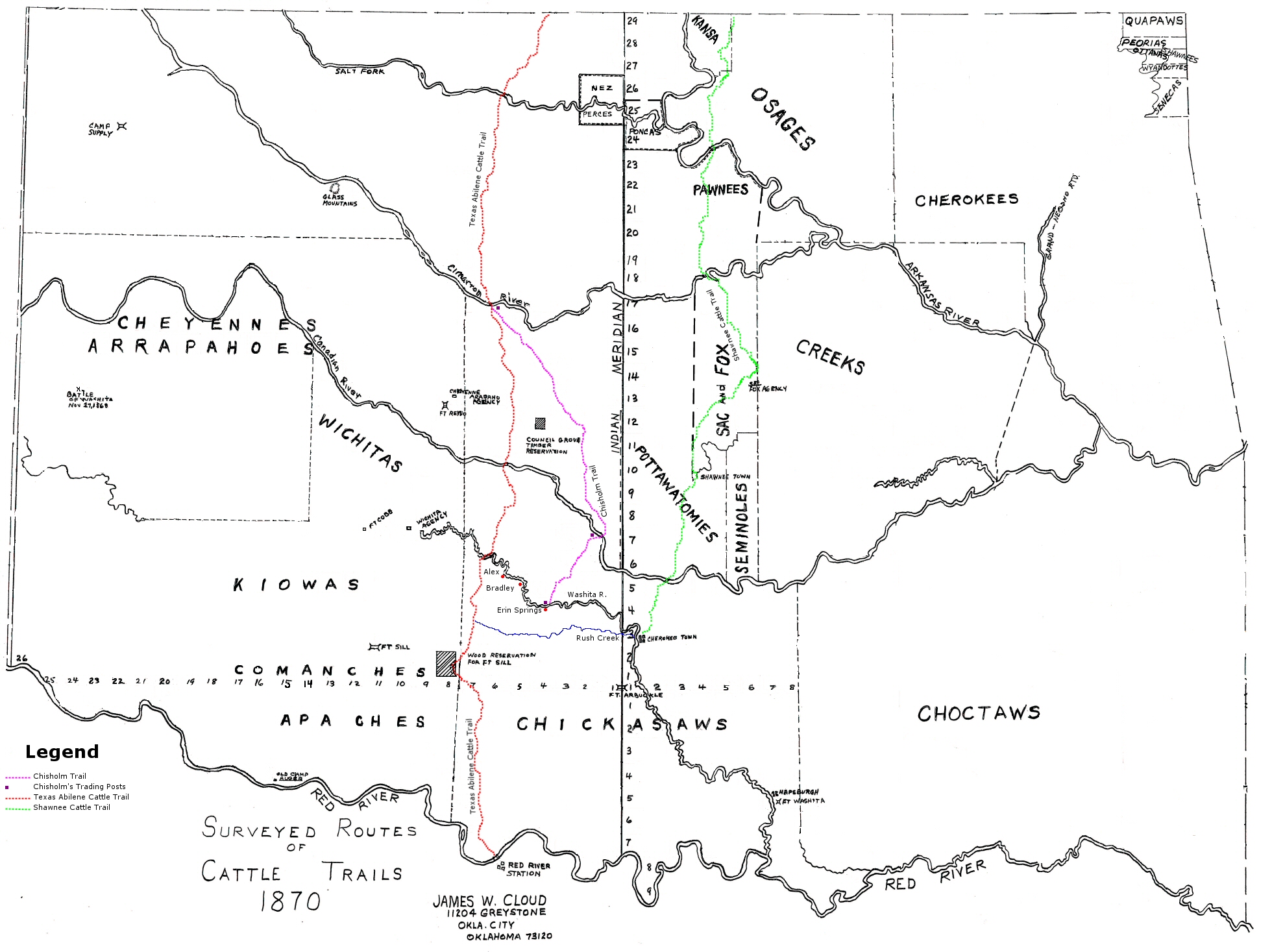 Cattle Trails Map - Red River • mappery