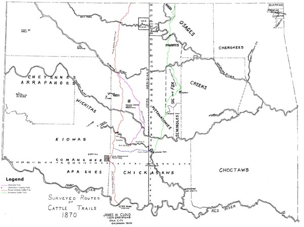 Cattle Trails Map - Red River • mappery