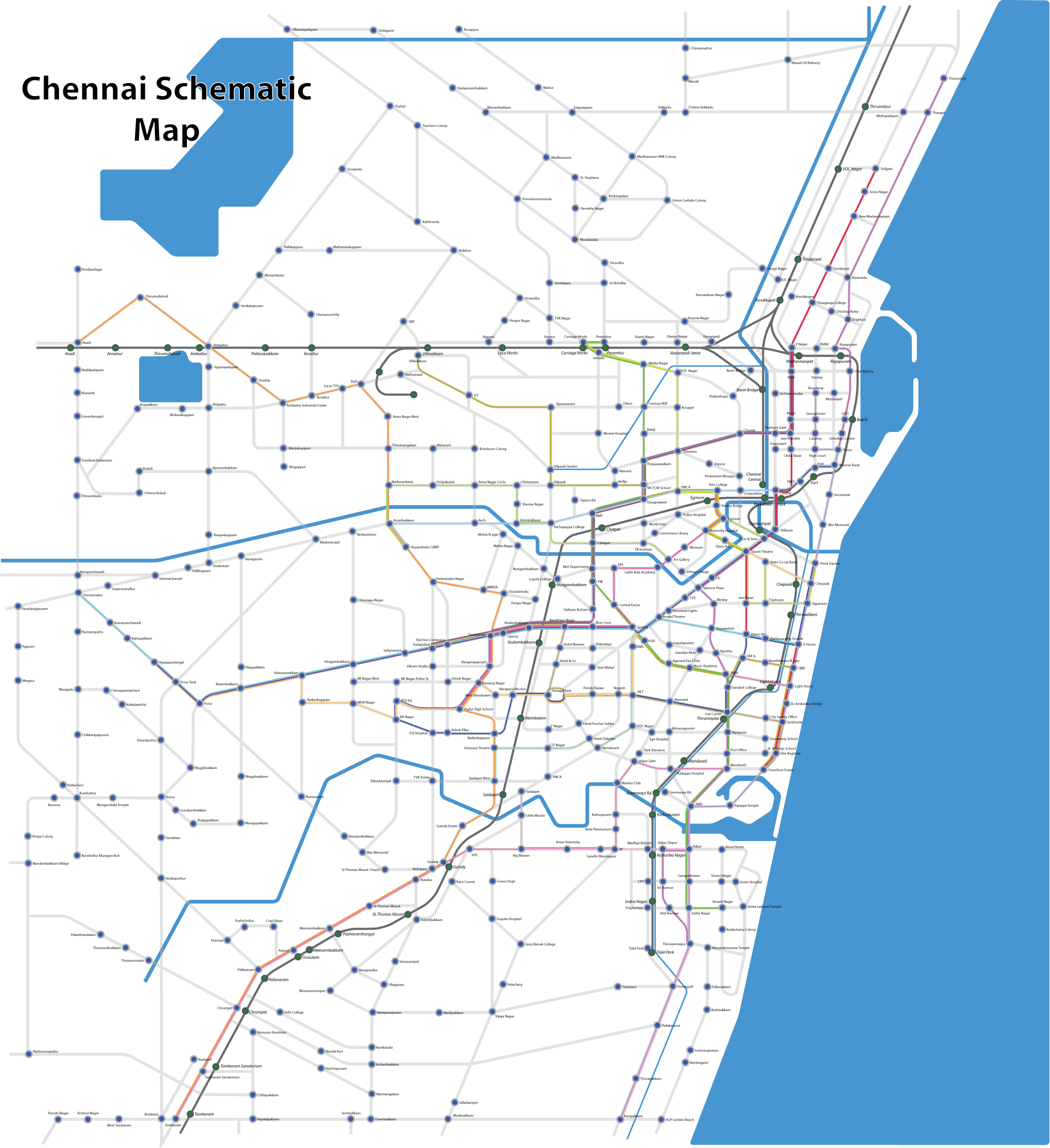 Chennai Schematic Bus Map Chenai India Mappery