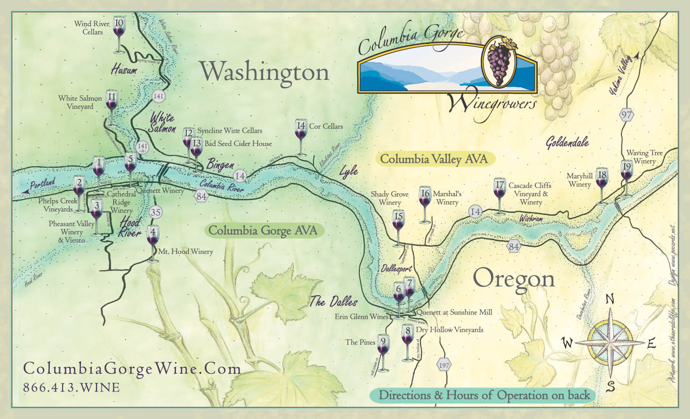 Columbia Gorge Wine Map - Lyle Washington • mappery Columbia Gorge Wine Map - Lyle Washington • mappery