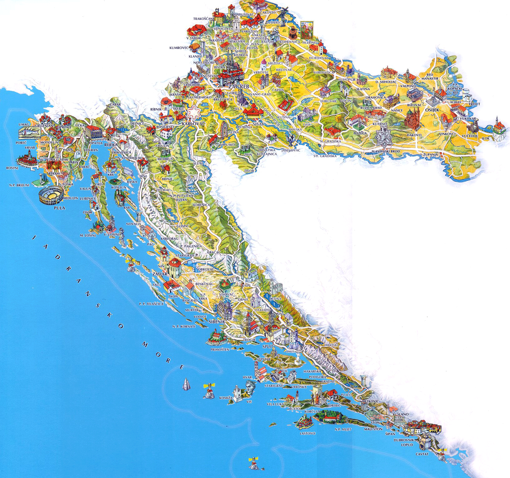 Croatia Tourist Map - Croatia • mappery Croatia Tourist Map - Croatia • mappery