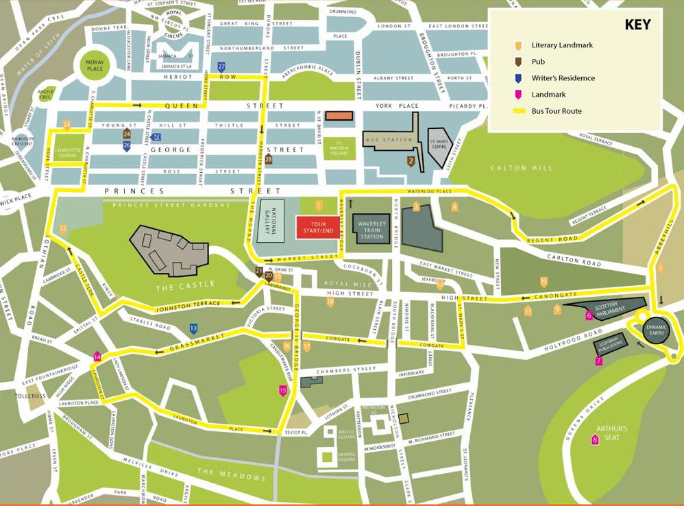 Edinburgh Tour Bus Map Edinburgh Mappery