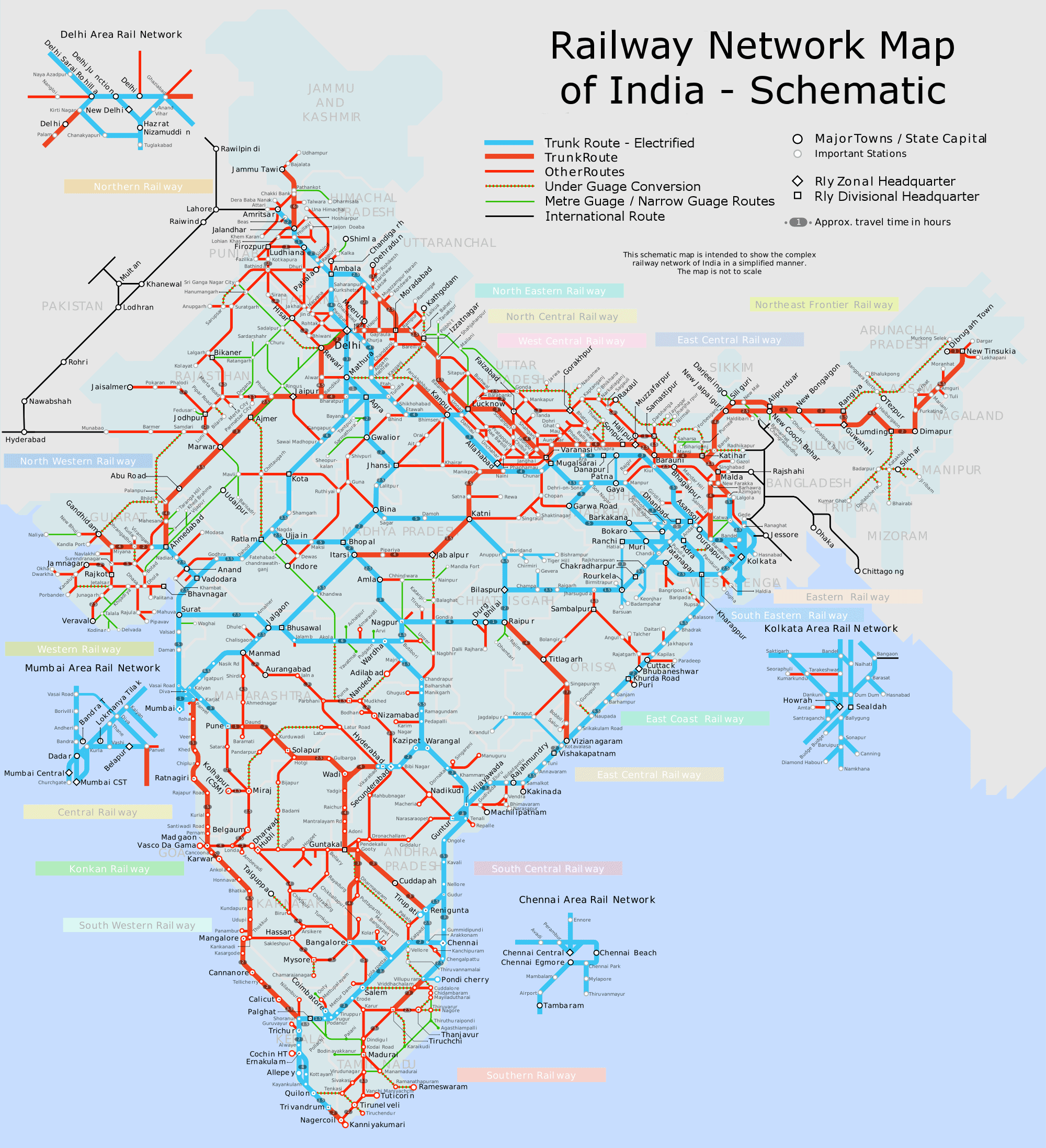 India Railway Schematic Map - kolkata india • mappery India Railway Schematic Map - kolkata india • mappery