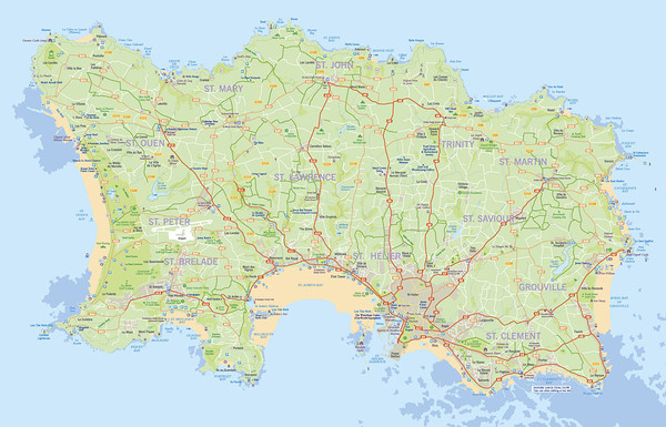 Jersey detailed road Map • mappery Jersey detailed road Map • mappery