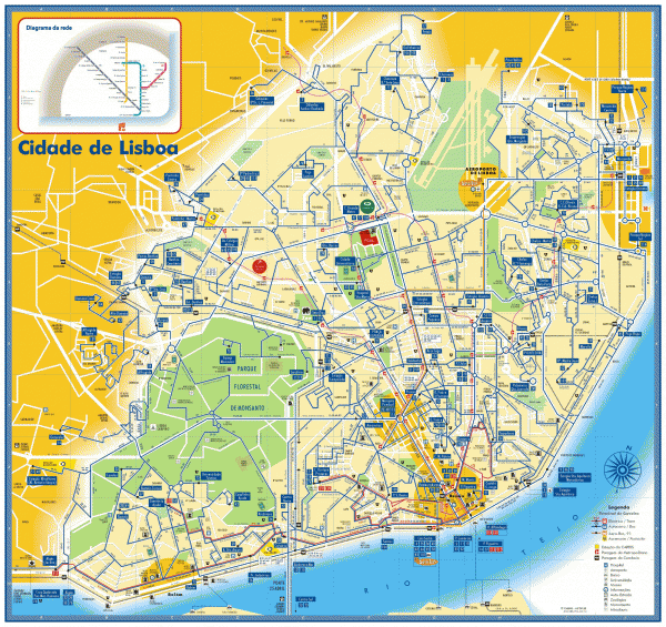 Lisbon Bus Tram and Metro Map - Lisbon Portugal • mappery Lisbon Bus Tram and Metro Map - Lisbon Portugal • mappery