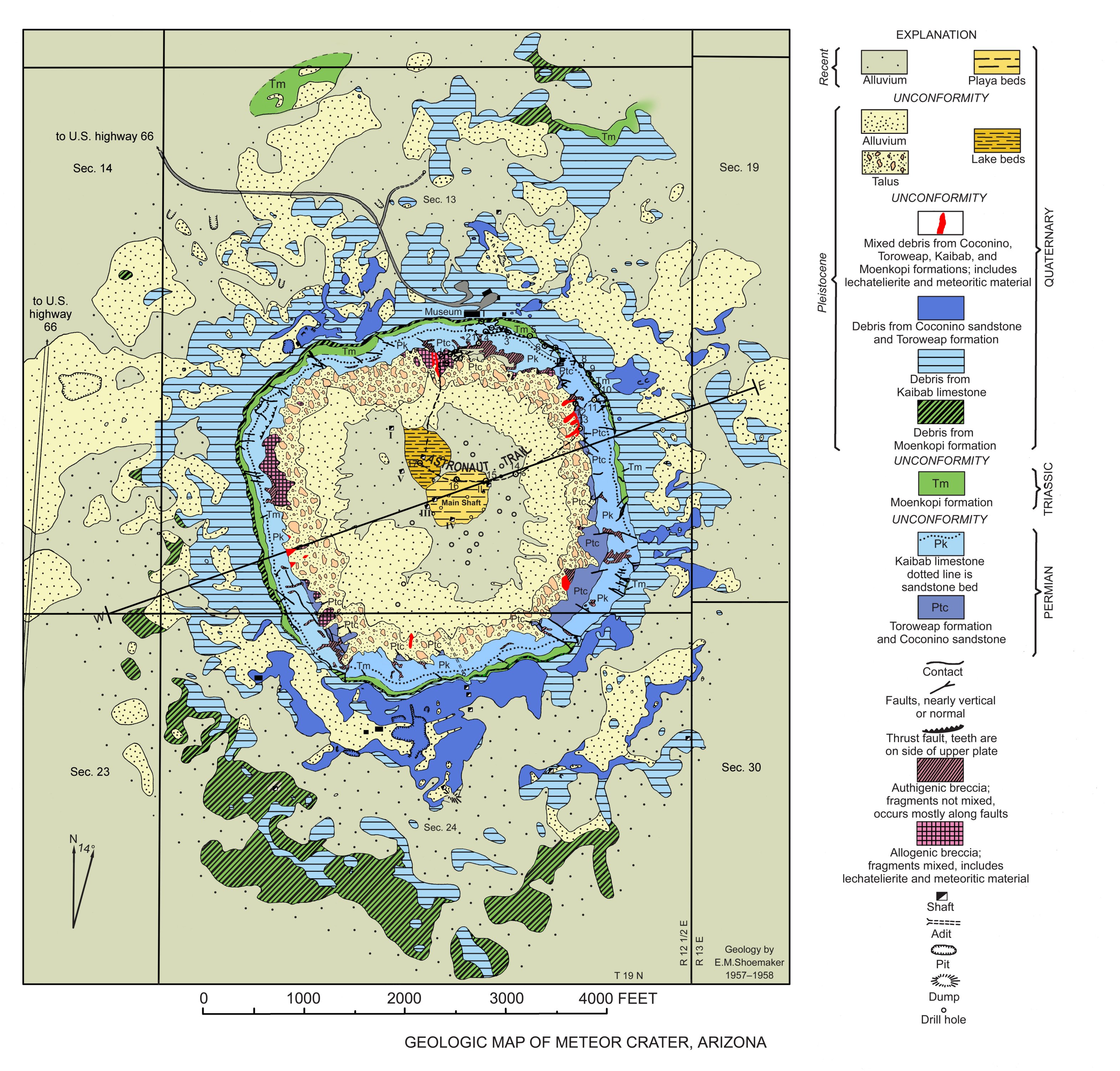 Meteor Crater Geologic Map - meteor crater arizona • mappery Meteor Crater Geologic Map - meteor crater arizona • mappery
