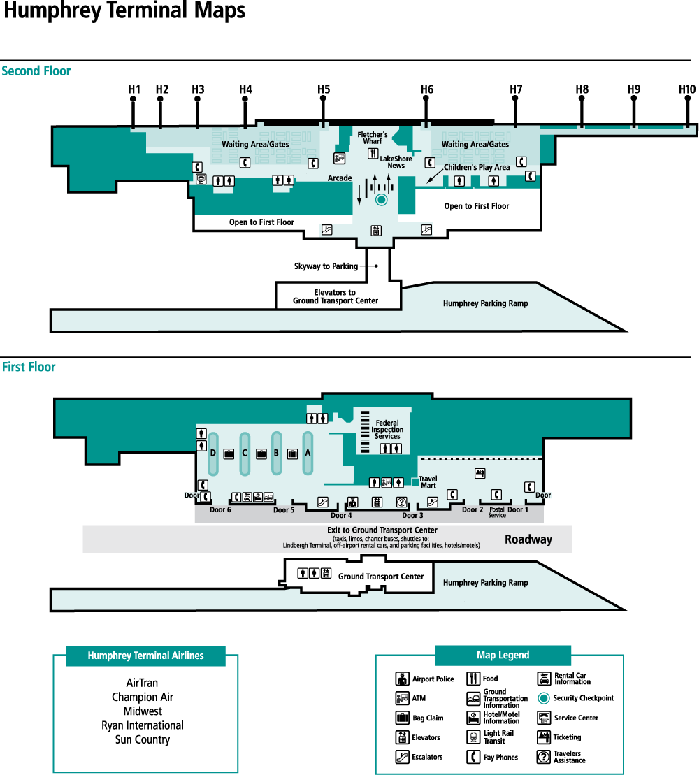 Minneapolis-St Paul International Airport - Humphrey Terminal Map ... Minneapolis-St Paul International Airport - Humphrey Terminal Map ...