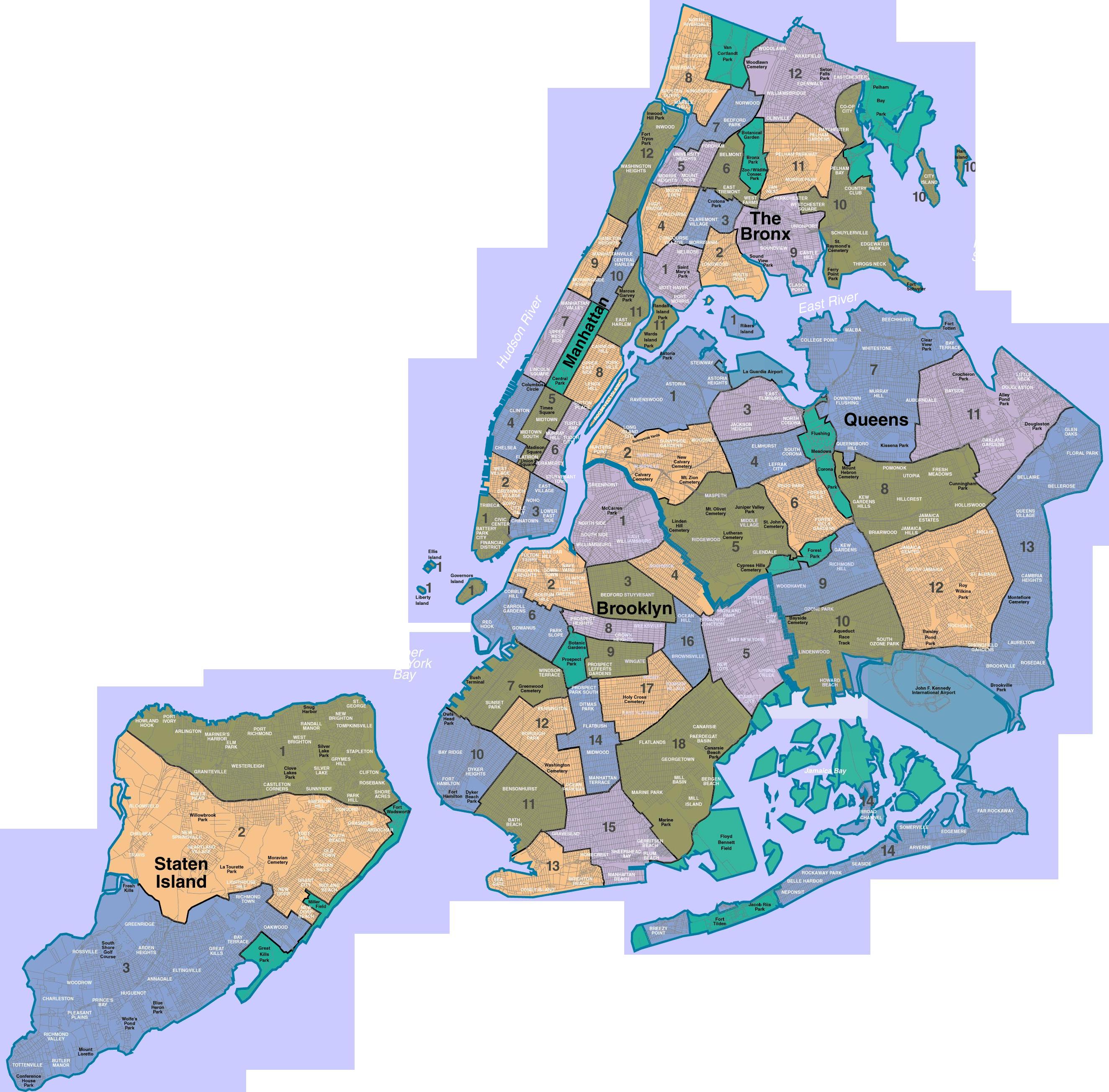 New York A City of Neighborhoods Map - New York NY • mappery New York A City of Neighborhoods Map - New York NY • mappery