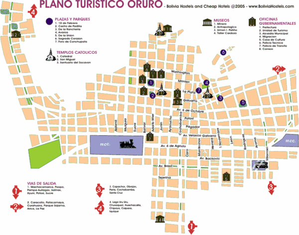 Oruro Tourist Map - Oruro Bolivia • mappery