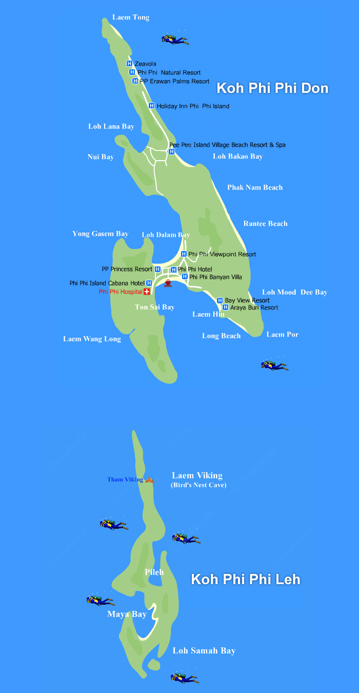 Phi Phi Island Tourist Map - Phi Phi • mappery Phi Phi Island Tourist Map - Phi Phi • mappery