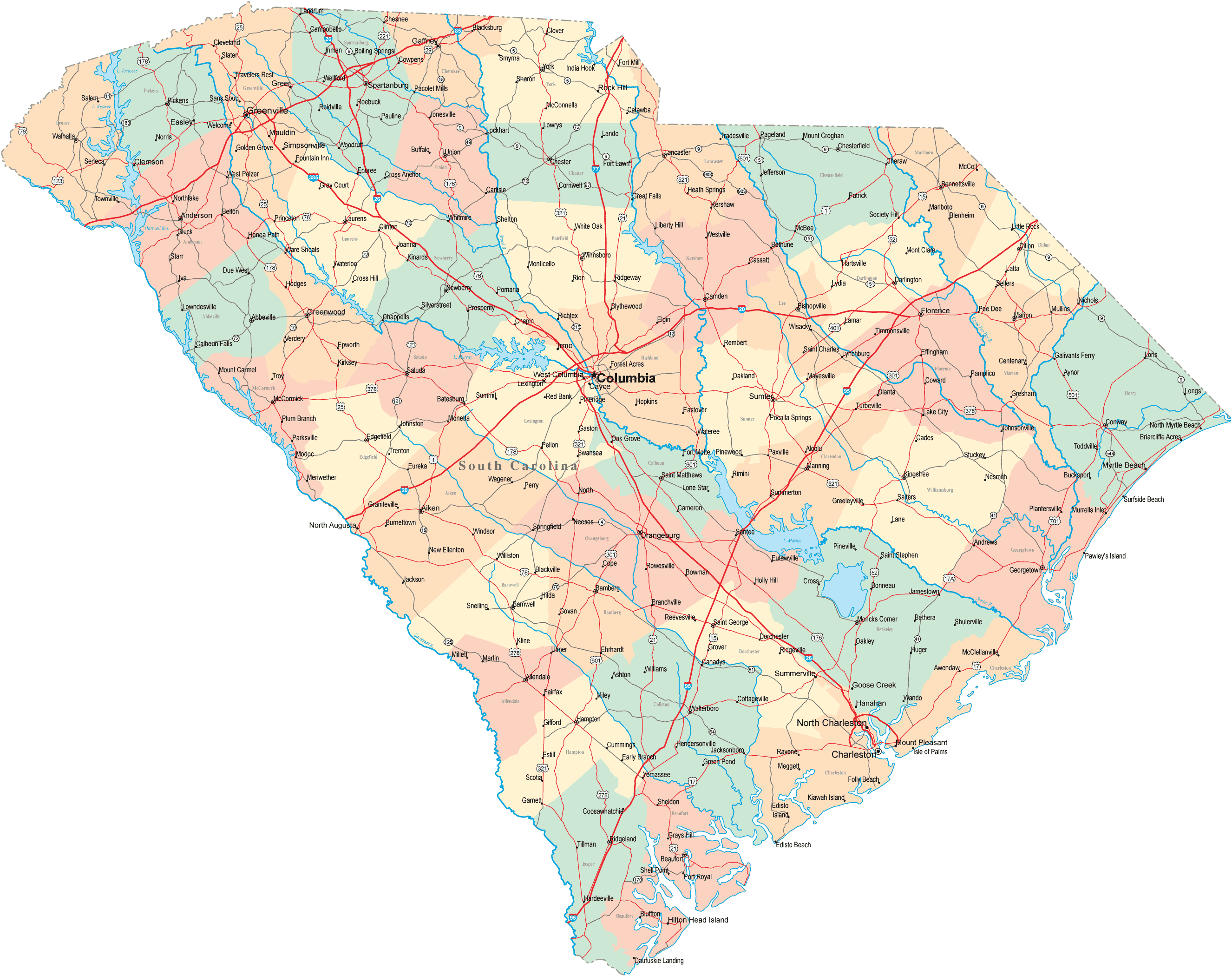 South Carolina Road Map - South Carolina • mappery South Carolina Road Map - South Carolina • mappery