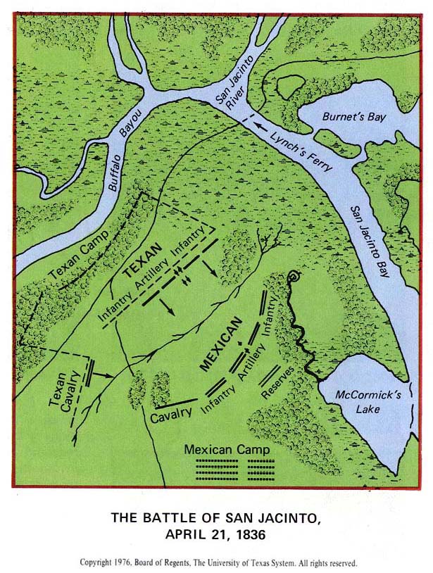The Battle of San Jacinto Texas Historical Map - San Jacinto Texas ...