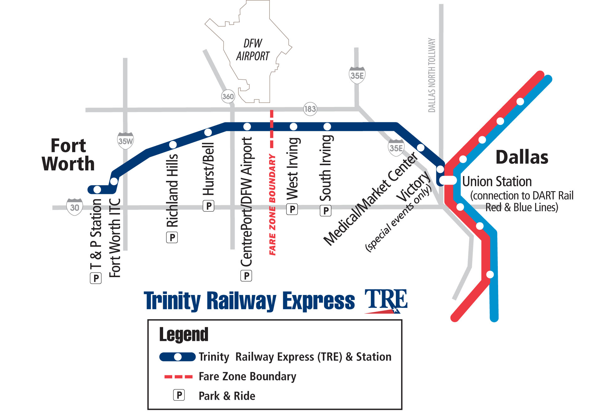 Trinity Railway Express Map - Fort Worth TX USA • mappery Trinity Railway Express Map - Fort Worth TX USA • mappery